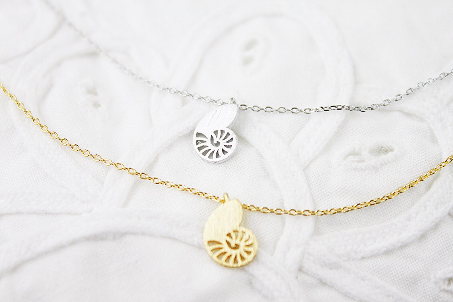 Turbo Charm Necklace Gold and Silver Shell of Turbo Necklace - Etsy