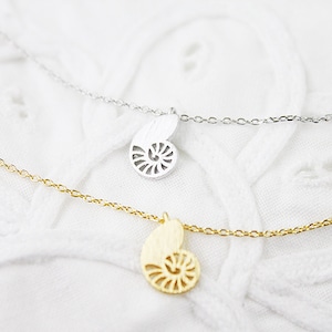 Turbo Charm Necklace Gold and Silver Shell of Turbo Necklace Dainty and ...