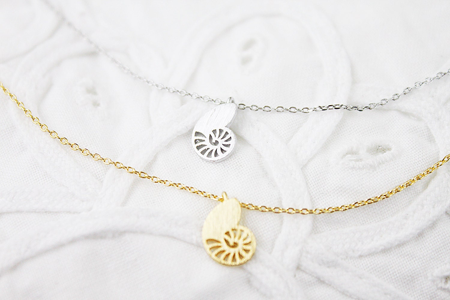 Turbo Charm Necklace Gold and Silver Shell of Turbo Necklace | Etsy