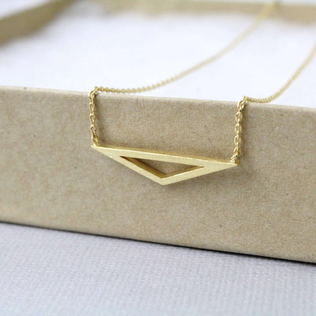 Gold Wide Triangle Pendant Necklace. Simple and Dainty Necklace ...