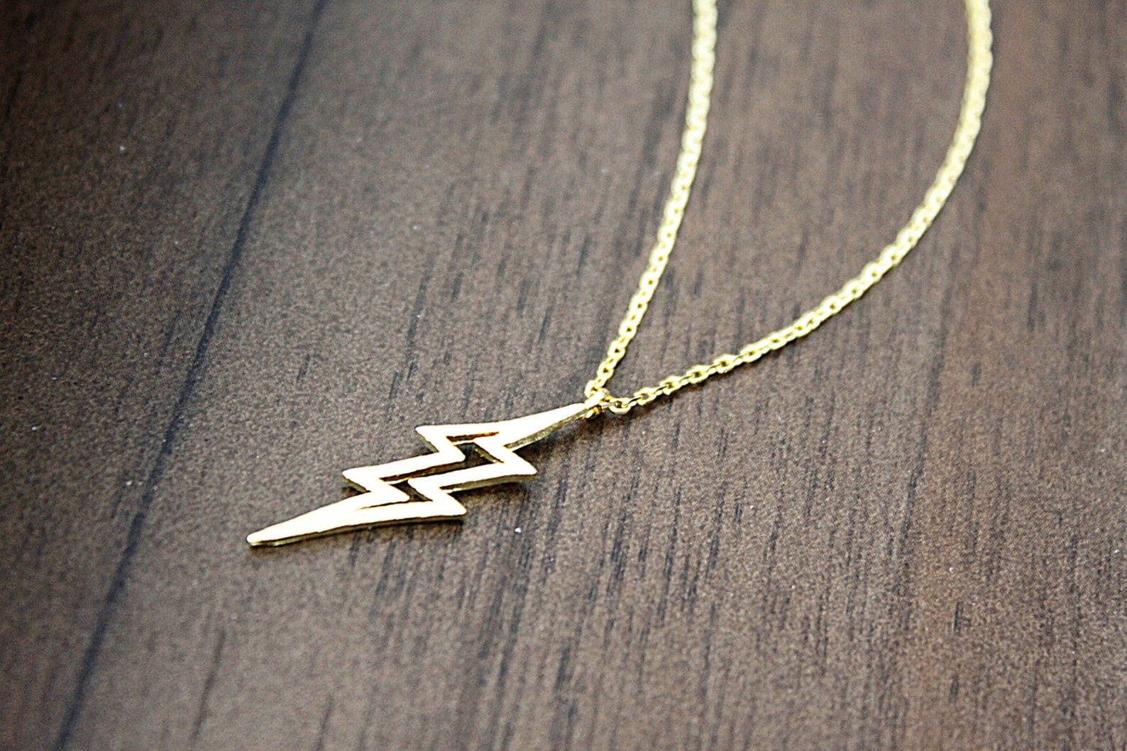 Gold and Silver Lighting Bolt Necklace . Thunder Bolt Charm - Etsy