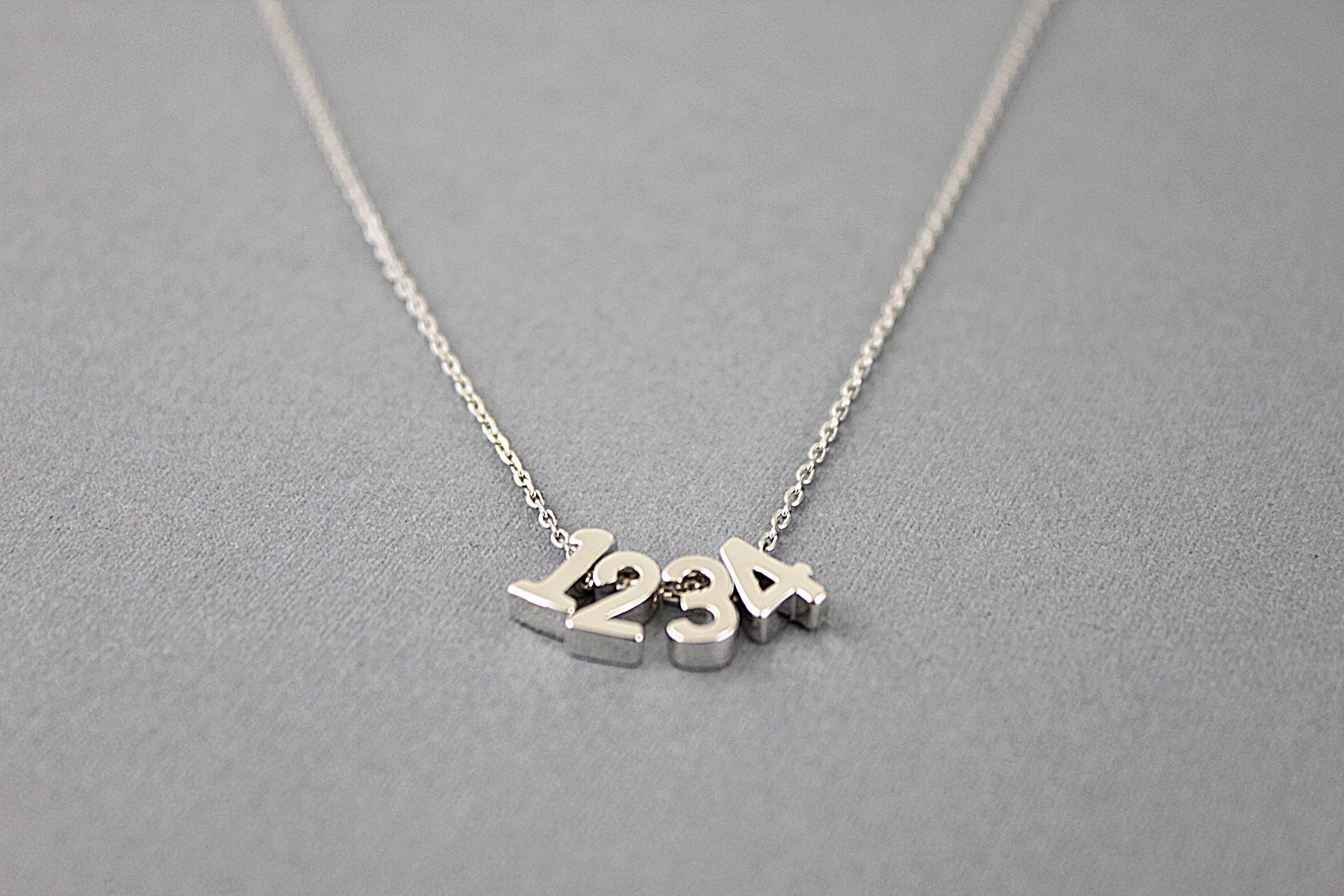 Number Pendant Necklace Dainty Number Charm Necklace | Etsy