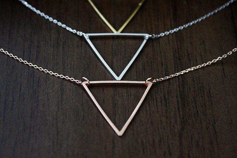 Triangle Charm Necklace . Dainty Triangle Necklace . Gold - Etsy