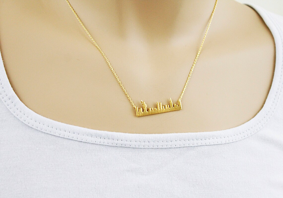 New York Skyline Necklace NY Necklace . Cityscape Necklace New - Etsy