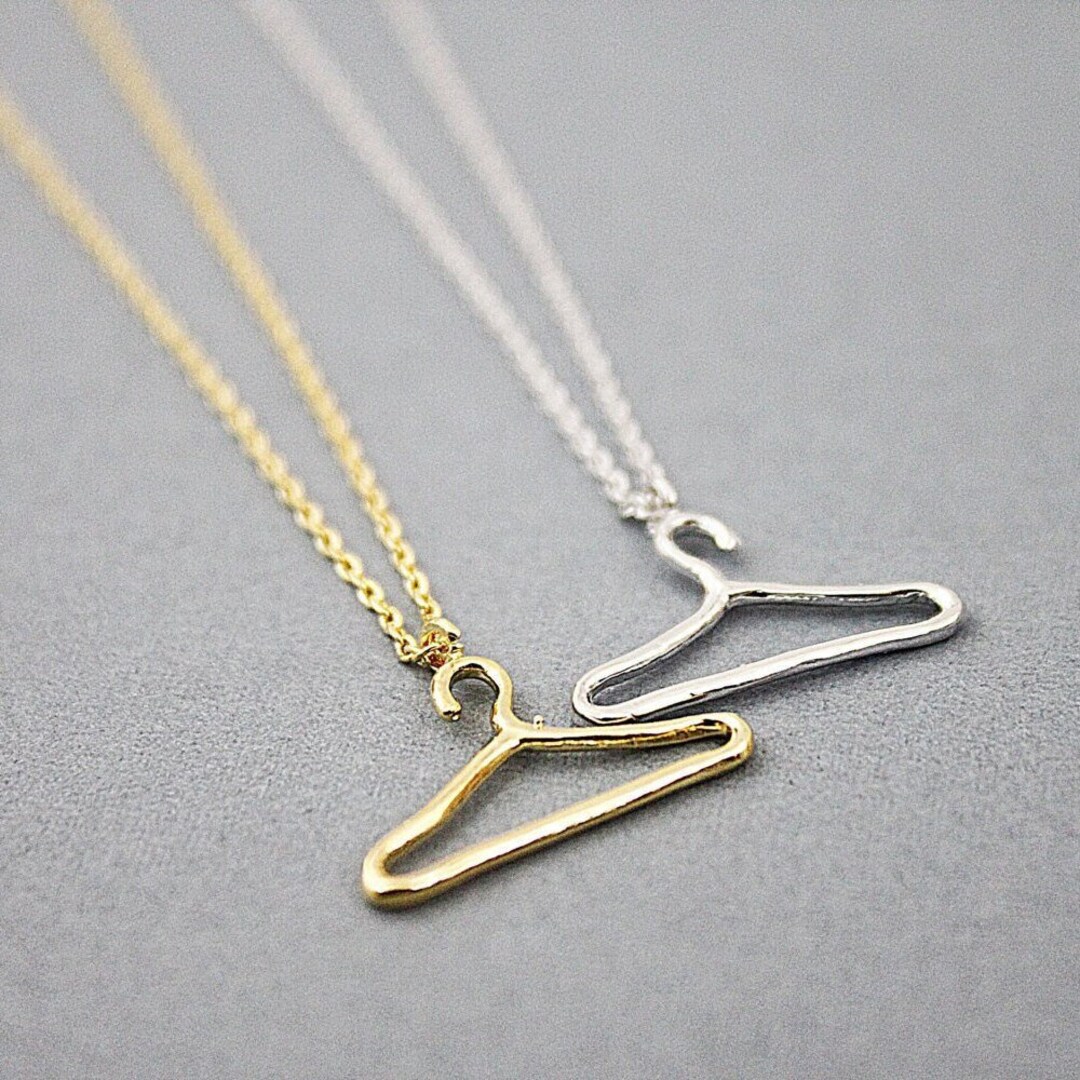 Gold and Silver Tiny Hanger Charm Necklace. Simple and Modern Necklace ...