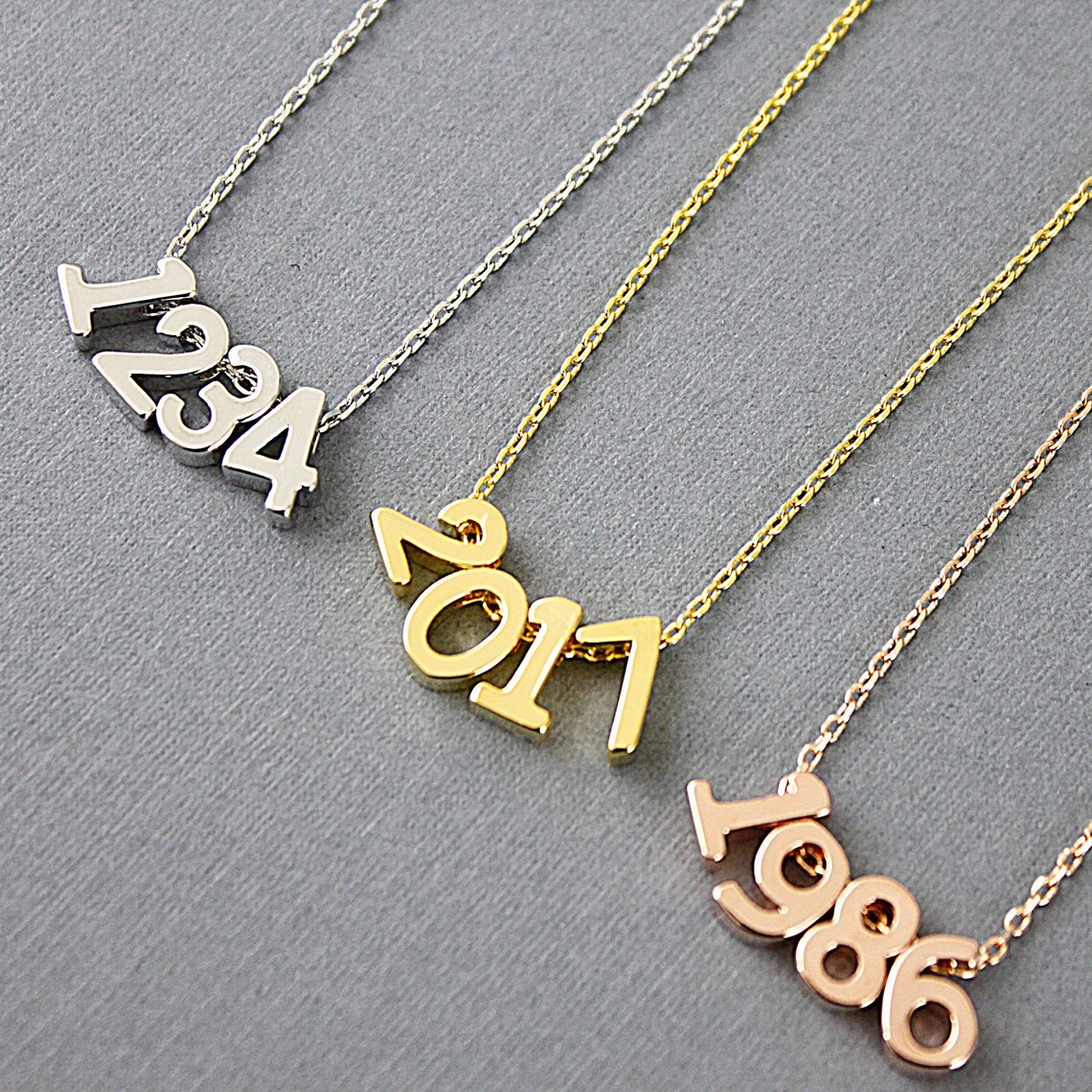 Number Necklace | Etsy