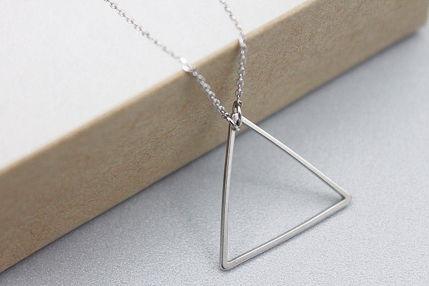 Triangle Charm Necklace . Dainty Triangle Necklace . Gold | Etsy