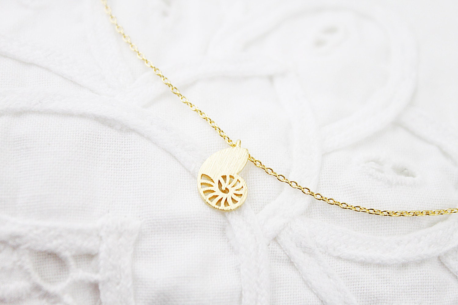 Turbo Charm Necklace Gold and Silver Shell of Turbo Necklace | Etsy