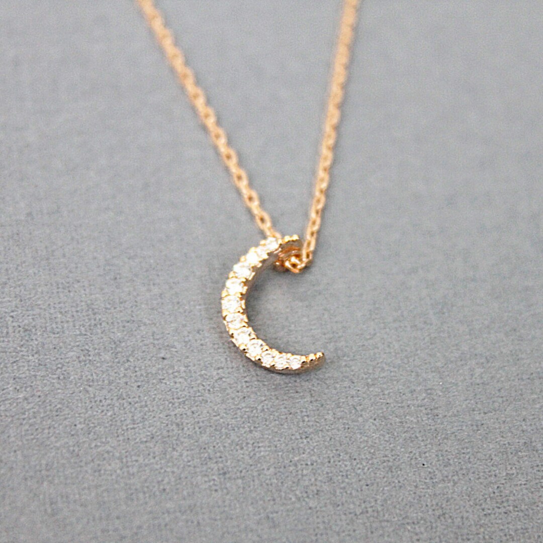 Crescent Moon Necklace in Rose Gold Moon Necklace Wedding Jewelry ...