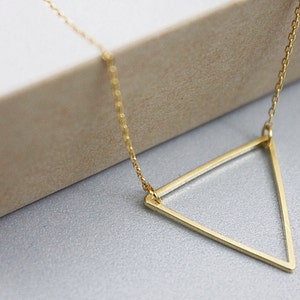 Triangle Charm Necklace . Dainty Triangle Necklace . Gold Charm ...