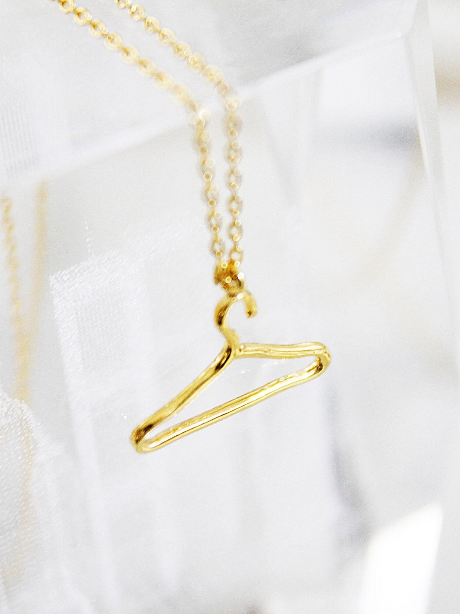 Gold and Silver Tiny Hanger Charm Necklace. Simple and Modern - Etsy