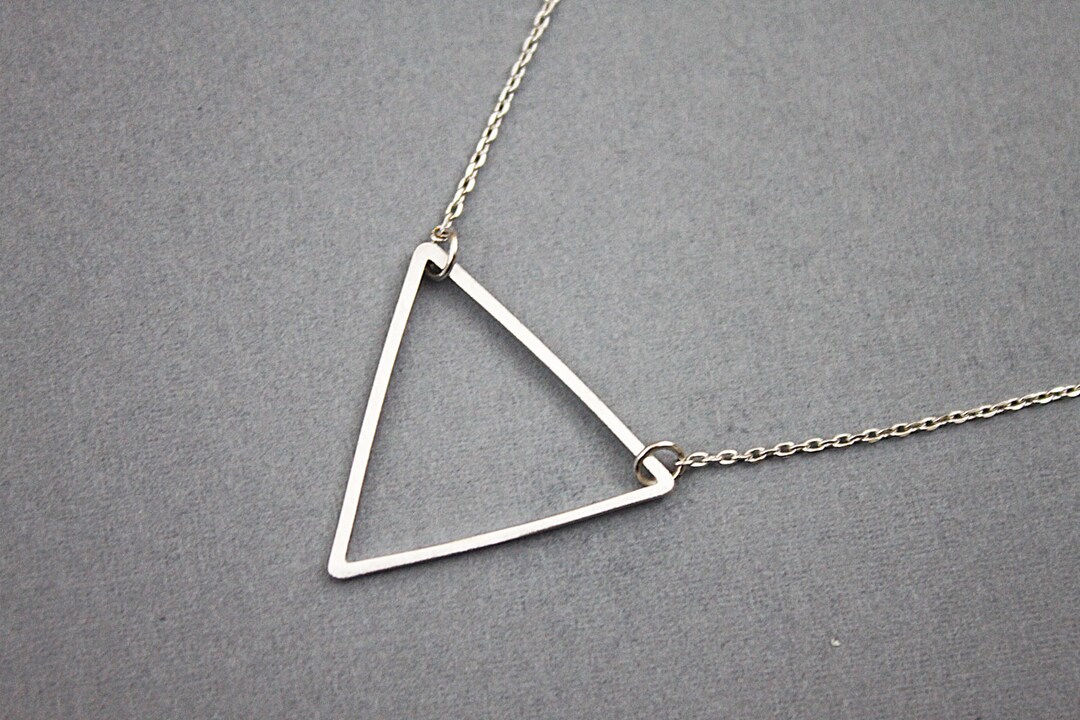 Triangle Charm Necklace . Dainty Triangle Necklace . Gold Charm ...