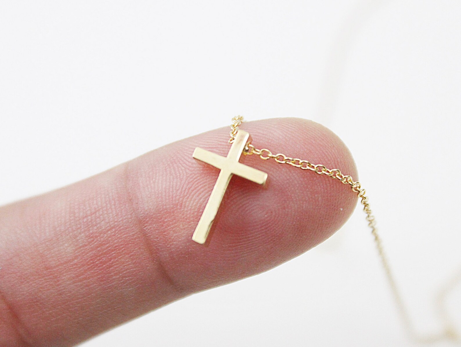 Tiny Cross Charm Necklace . Cross Necklace Simple and Modern - Etsy