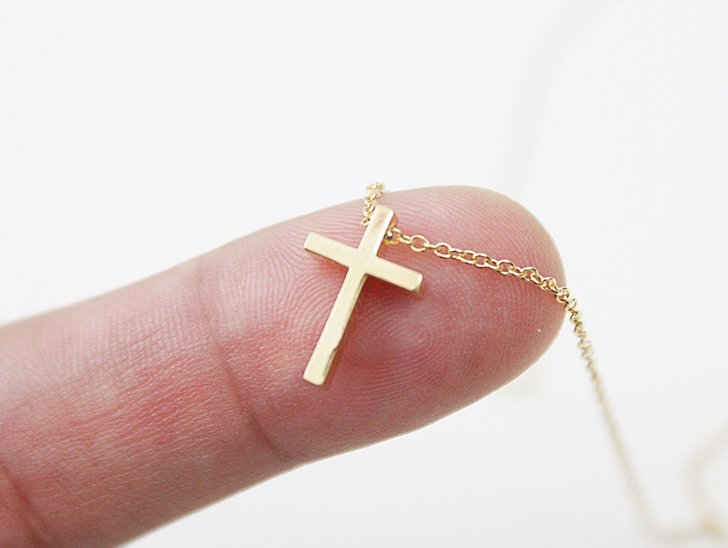 Tiny Cross Charm Necklace . Cross Necklace Simple and Modern - Etsy