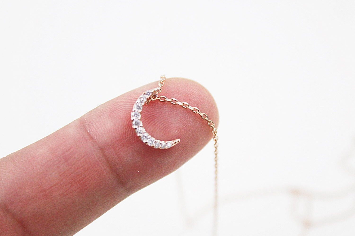 Crescent Moon Necklace in Rose Gold Moon Necklace Wedding | Etsy