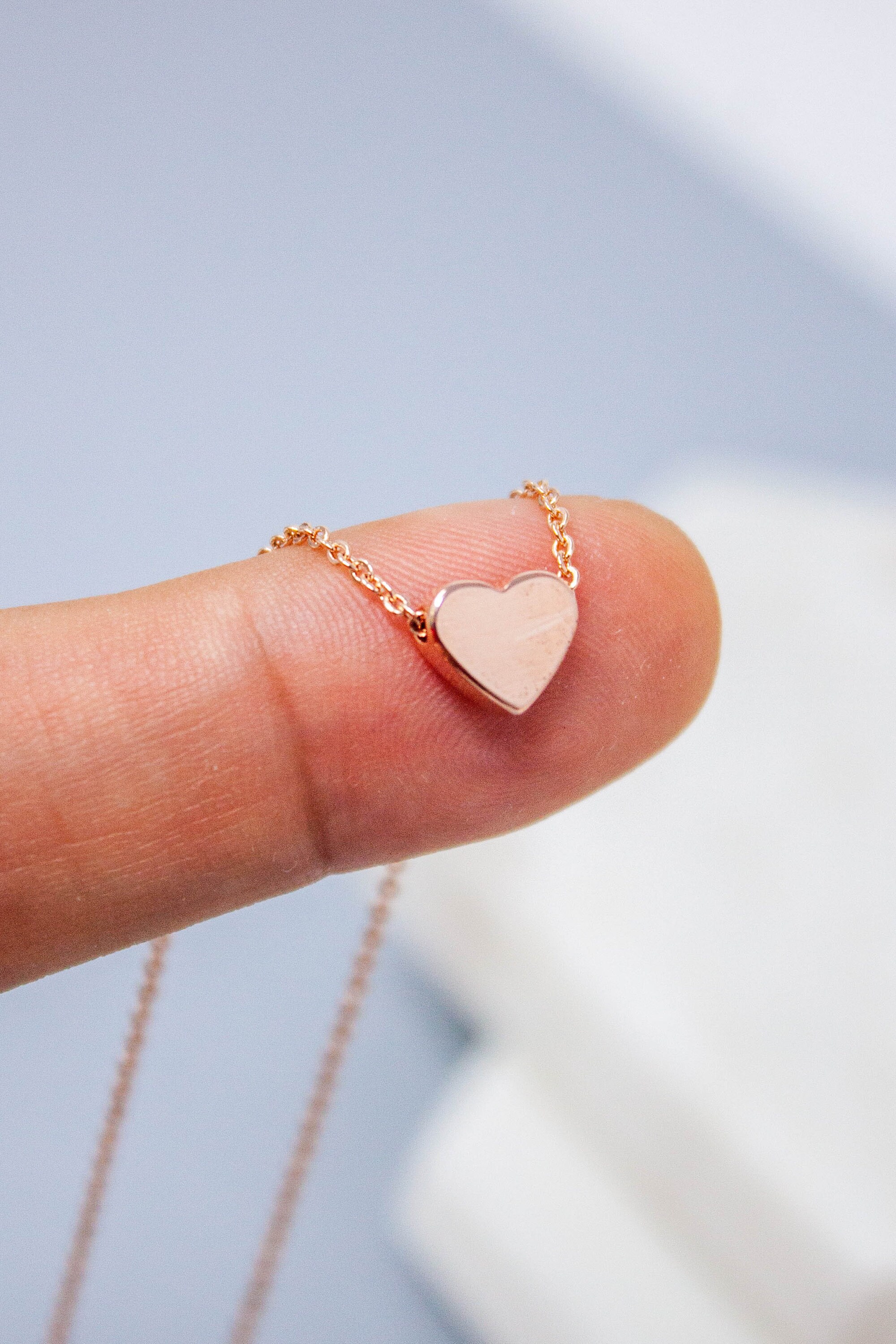 Heart necklace Small Heart necklace Dainty Heart Charm | Etsy