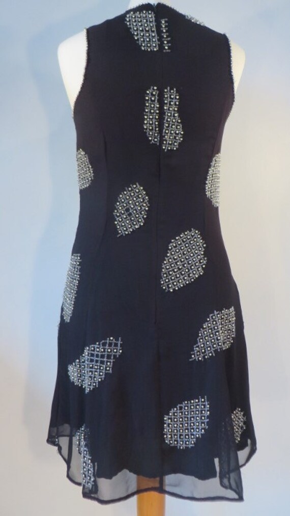 Vintage 1970s lovely black chiffon shift. Covered in … - Gem