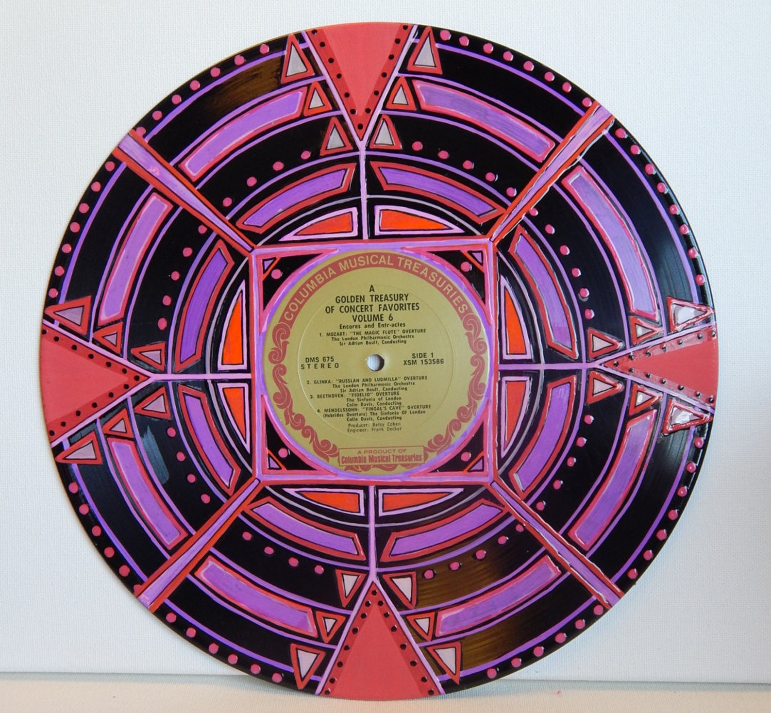 Center Point Handpainted Vinyl Record Mandala Art | Etsy