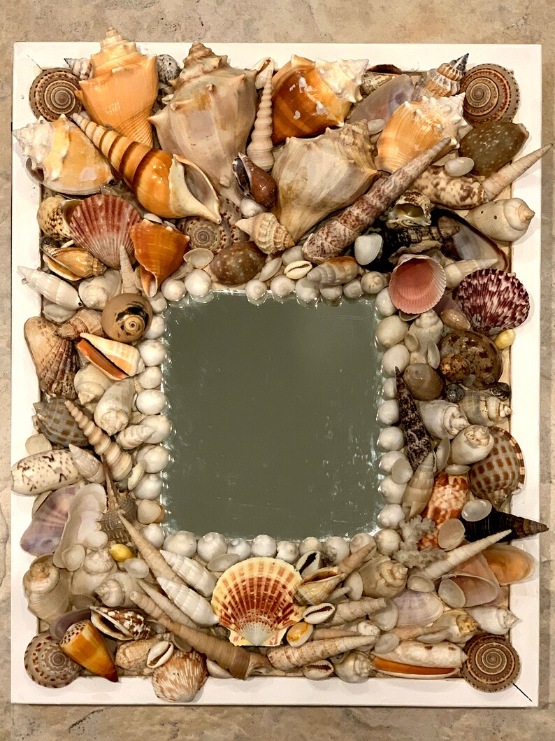 Seashell Encrusted Mermaid Boudoir Mirror Beach Decor | Etsy