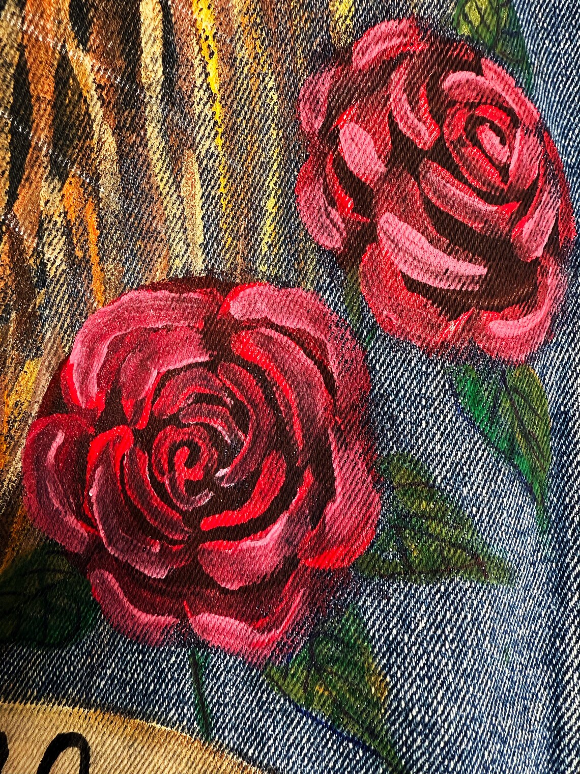 SOLD Hand Painted Denim Jacket - Lion, Courage - Etsy
