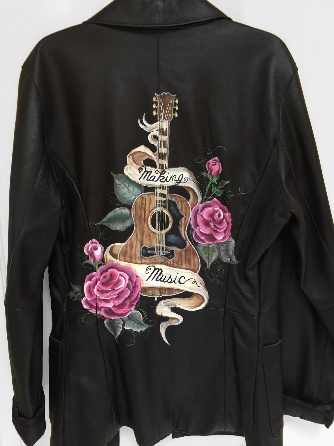 Hand Painted Leather Jacket - Making Music - Songwriter - Size S - Etsy