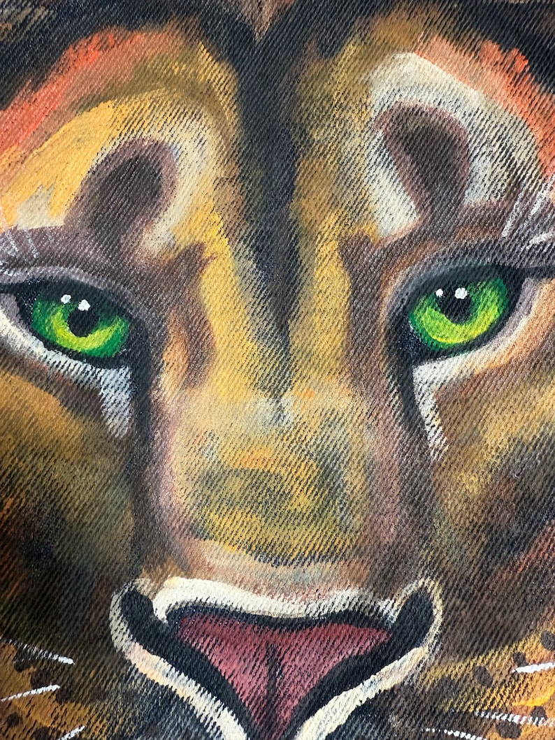 SOLD Hand Painted Denim Jacket - Lion, Courage - Etsy