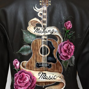 Hand Painted Leather Jacket - Making Music - Songwriter - Size S - Etsy