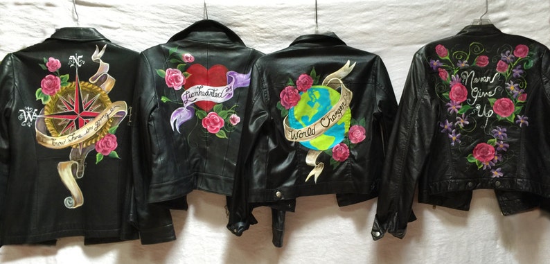SOLD Hand Painted Leather Jacket - Unfettered Spirit - Free Spirit - Etsy