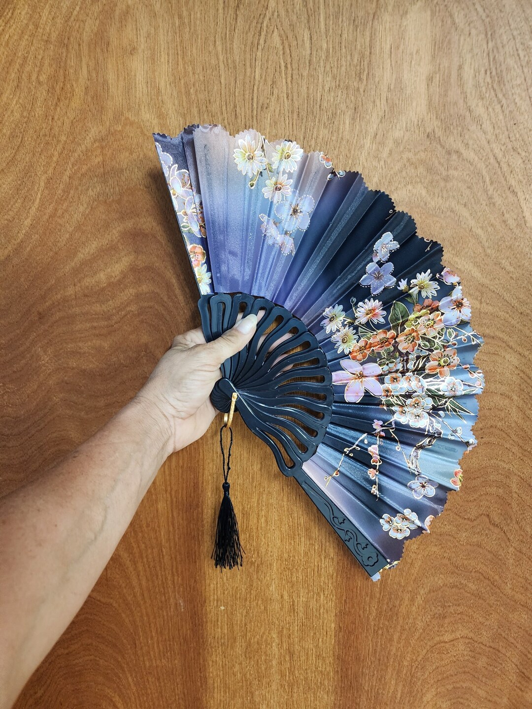 Japanese Handheld Folding Fan purple Floral Decorative Fan - Etsy