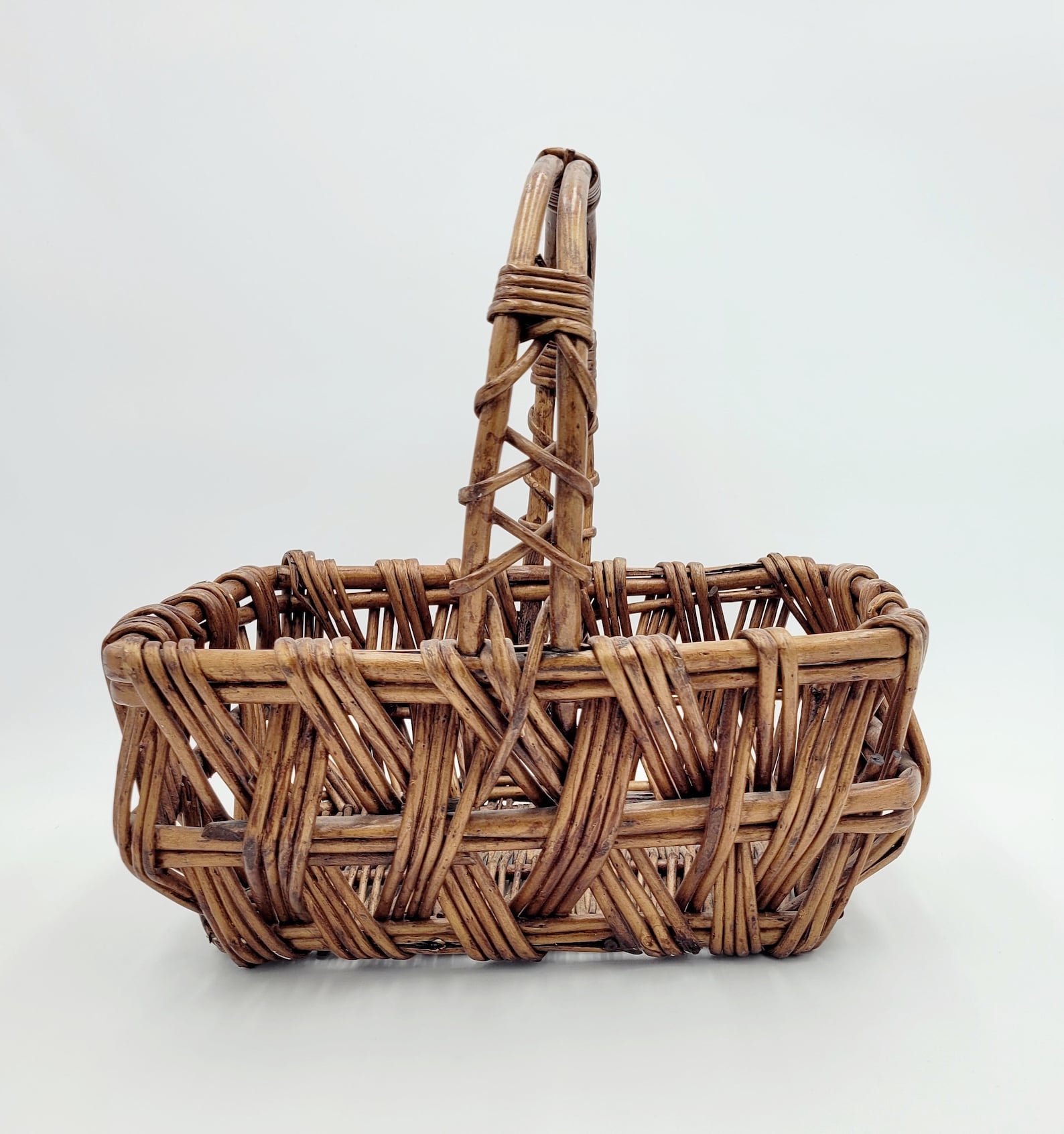 Vintage Hatch Weave Wicker Basket Boho Eclectic Decor - Etsy