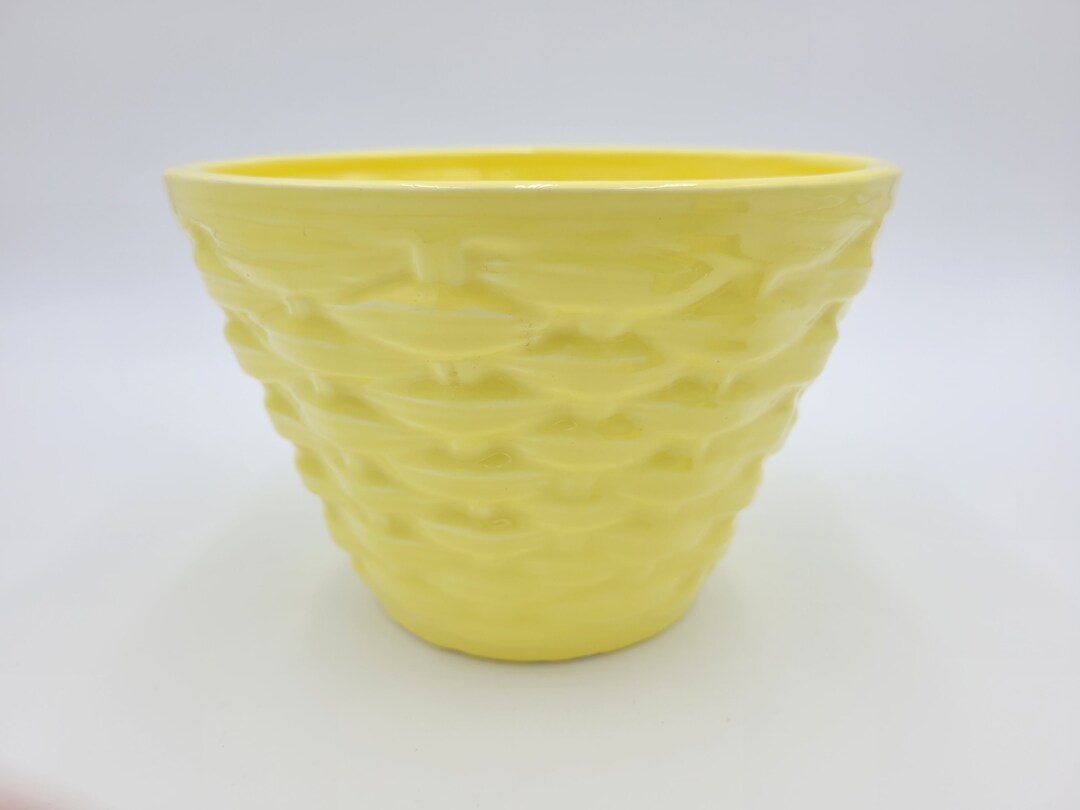 Mid Century Modern Yellow Hatch California Pottery Planter Pot - Etsy