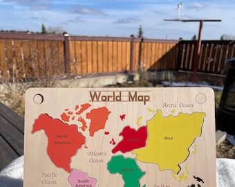 Montessori World Map Continents - Etsy
