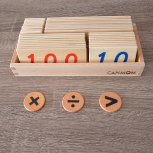 Montessori Wooden Number Set: Math Symbols, Decimal System Learning Toy ...