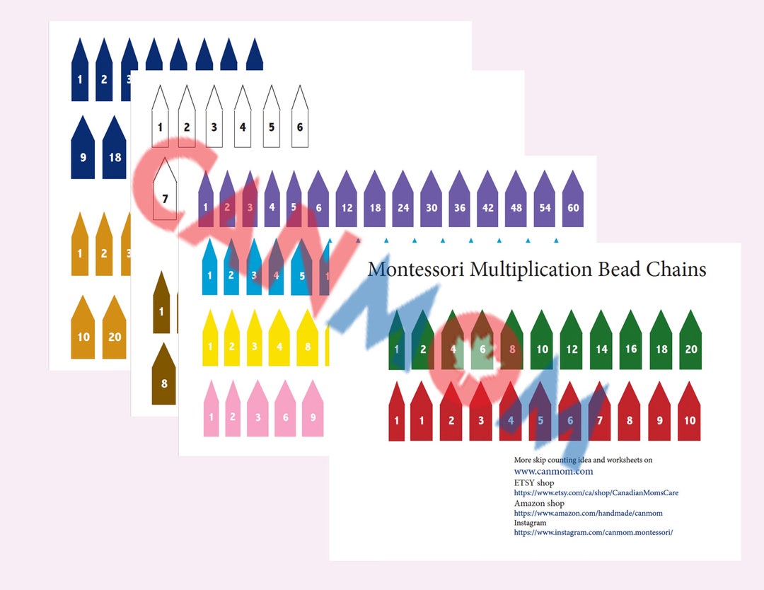 Montessori Multiplication Bead Chain Arrow Tags / Montessori Math ...