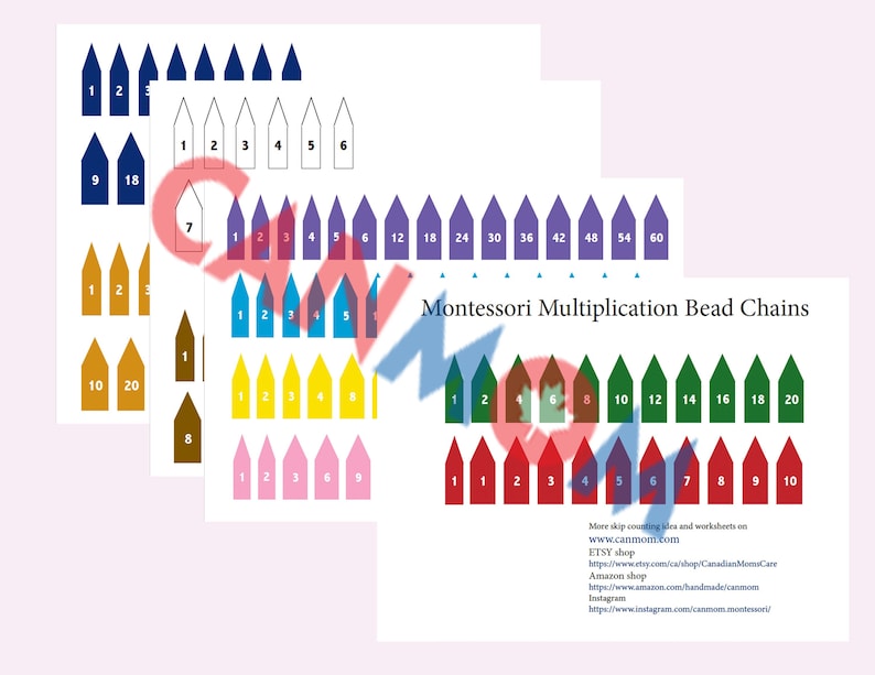 Montessori Multiplication Bead Chain Arrow Tags / Montessori - Etsy Canada