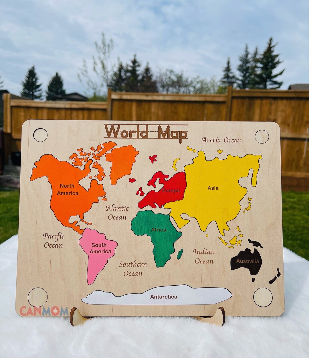 Wooden World Puzzle Map Montessori Continent Map - Etsy