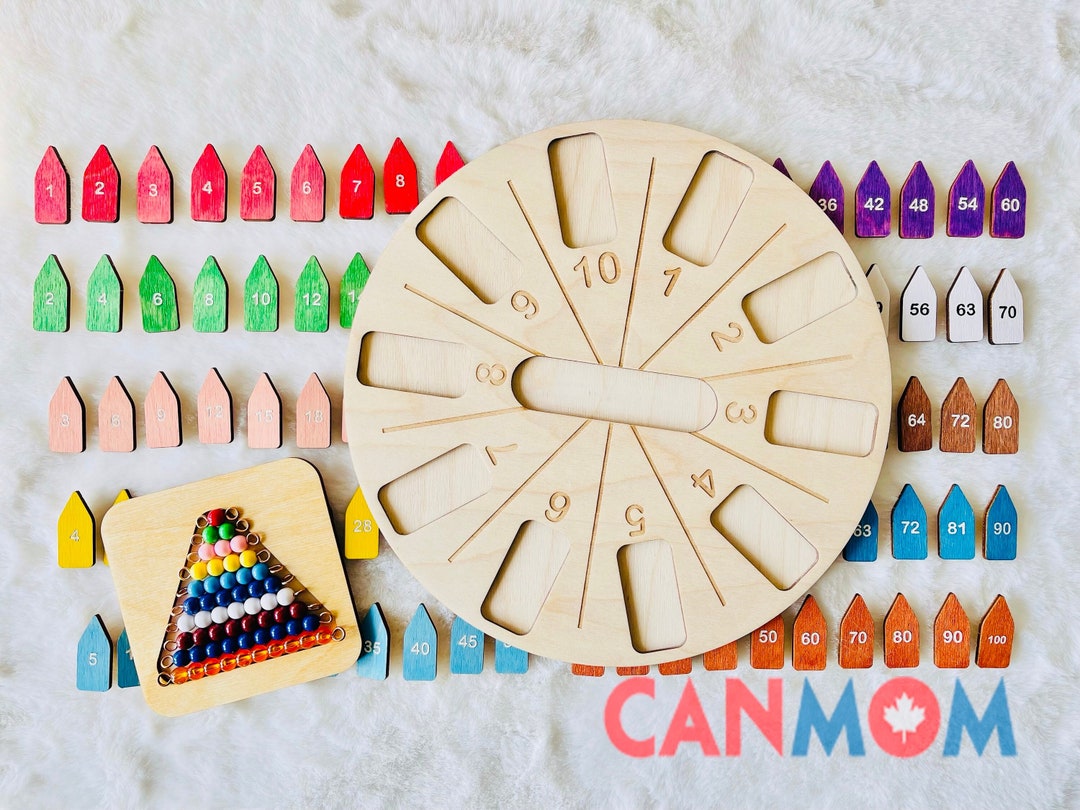 Montessori Inspired Multiplication Wheel With Wooden Tags / Times Table ...