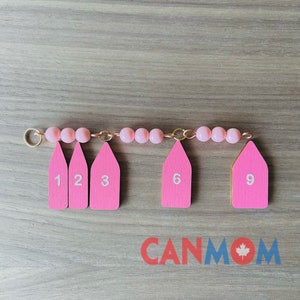 Montessori Math: Wooden Bead Chain Number Tags, Homeschool Learning - Etsy