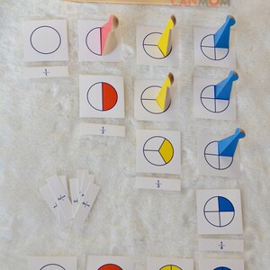 Montessori Fraction Skittles Puzzle: Math Learning Toy With Cards - Etsy