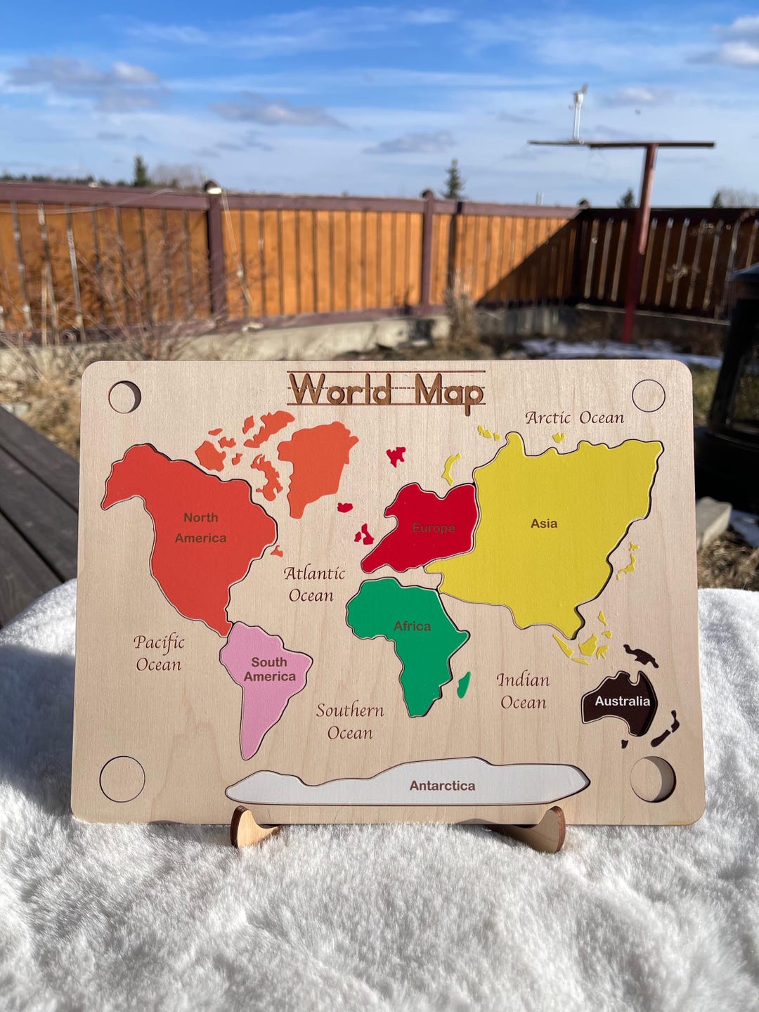 Wooden World Puzzle Map | Montessori Continent Map - Etsy