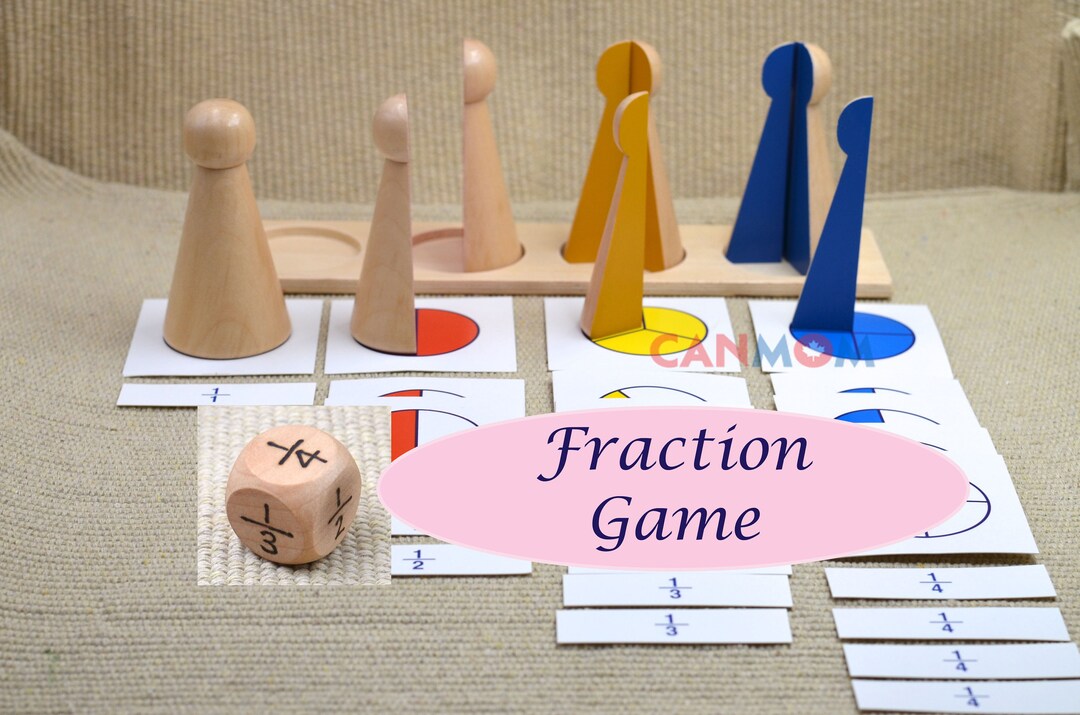 Montessori Fraction Learning Math Game With Wooden Dice, Pictures and ...