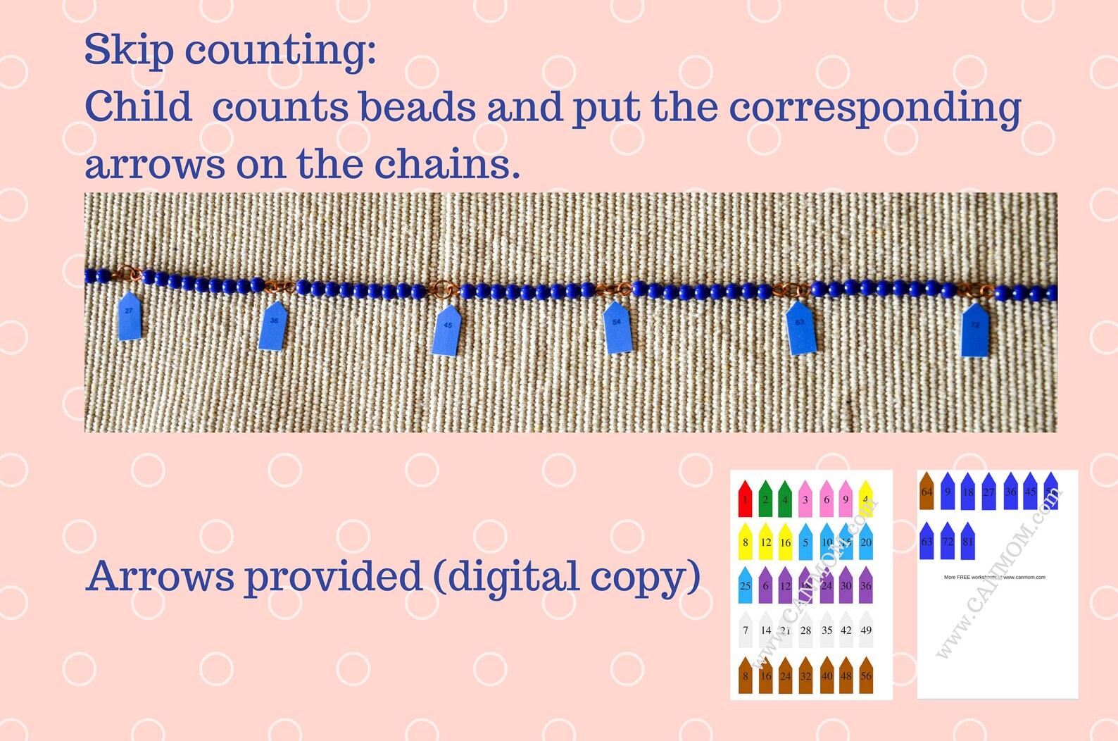 Montessori Skip Counting Chains With Custom Wooden Hanger / - Etsy Canada