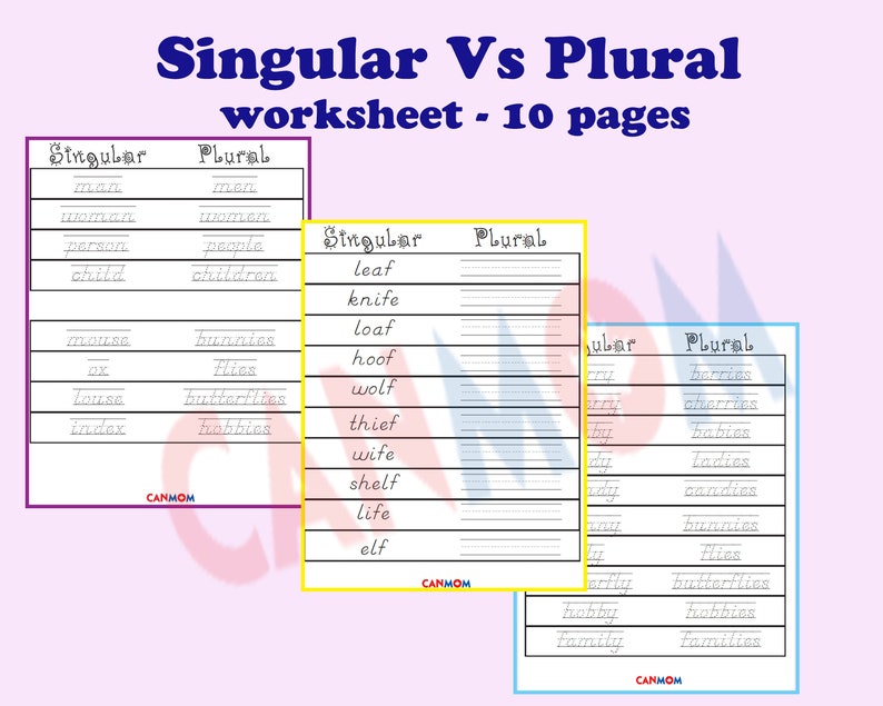 Montessori Singular and Plural English Worksheet (digital Download) - Etsy