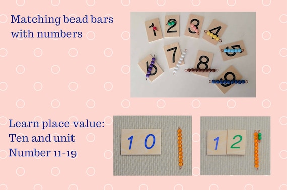 Educational Counting Beads Montessori Colored Bead Bars - 55 Set Math ...