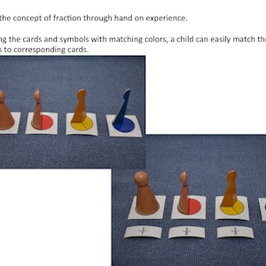 Montessori Fraction Learning Math Game With Wooden Dice, Pictures and ...