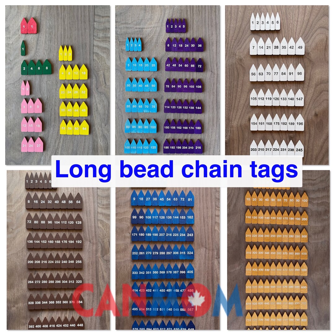 Montessori Long Bead Chains Wooden Tags - Etsy