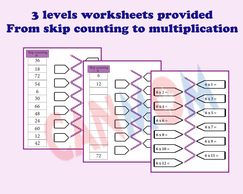Math Skip Counting up to 12 Worksheet Bundle / Montessori Math - Etsy