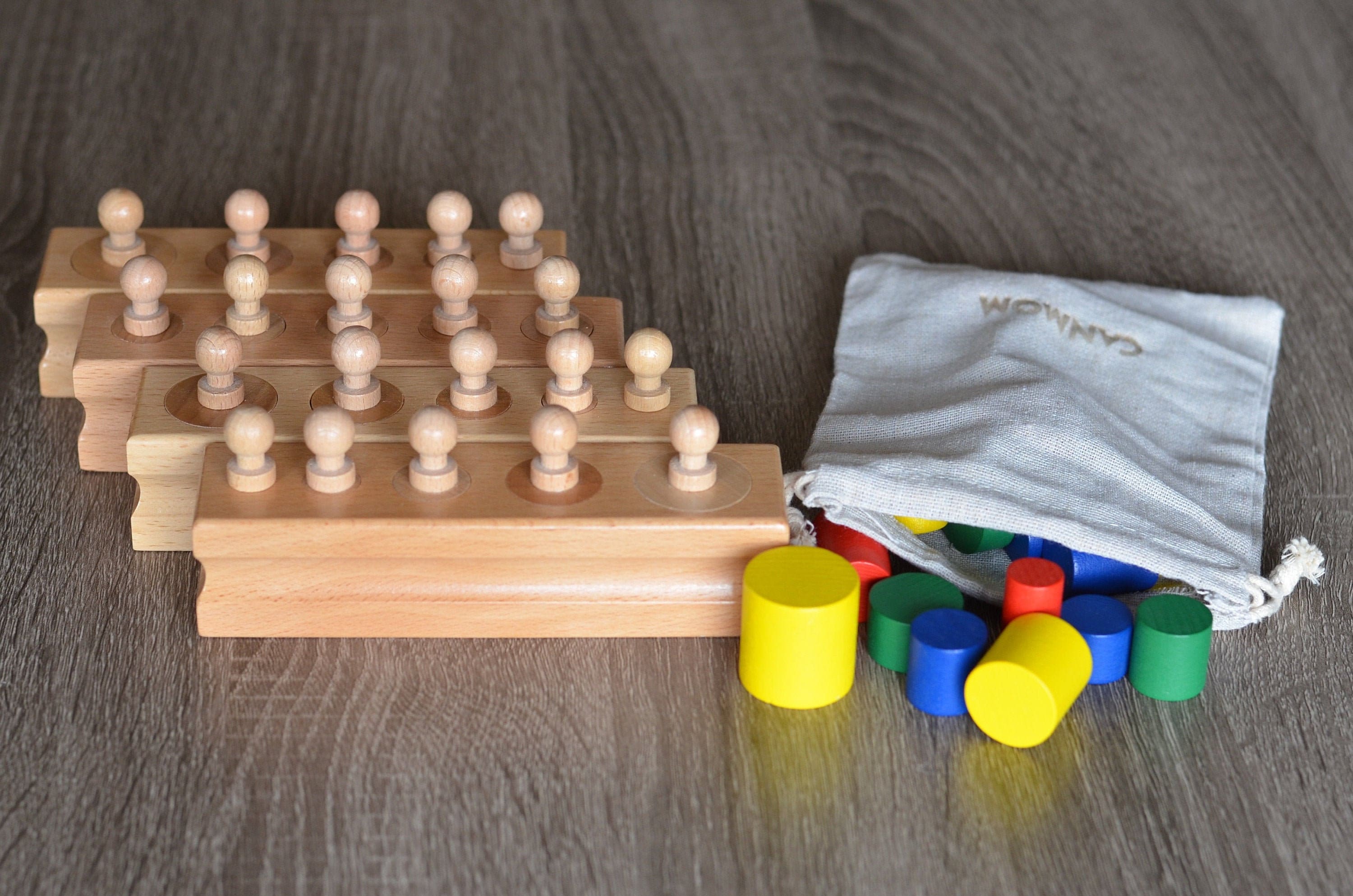 Wooden Learning Toy / Montessori Knobbed and Knobless Cylinder - Etsy ...