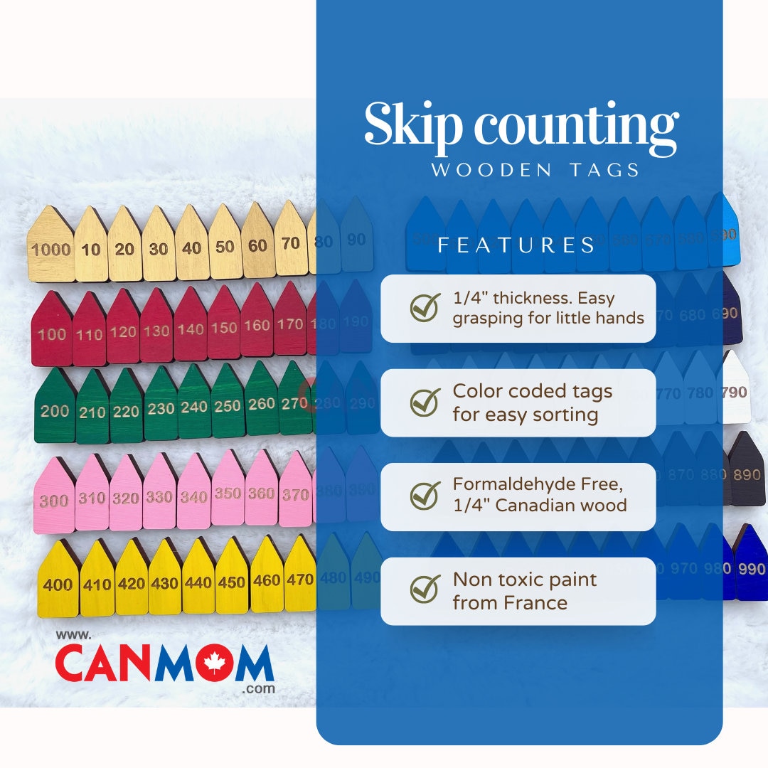 Montessori Golden Bead Chain of 1000 Wooden Tags - Etsy