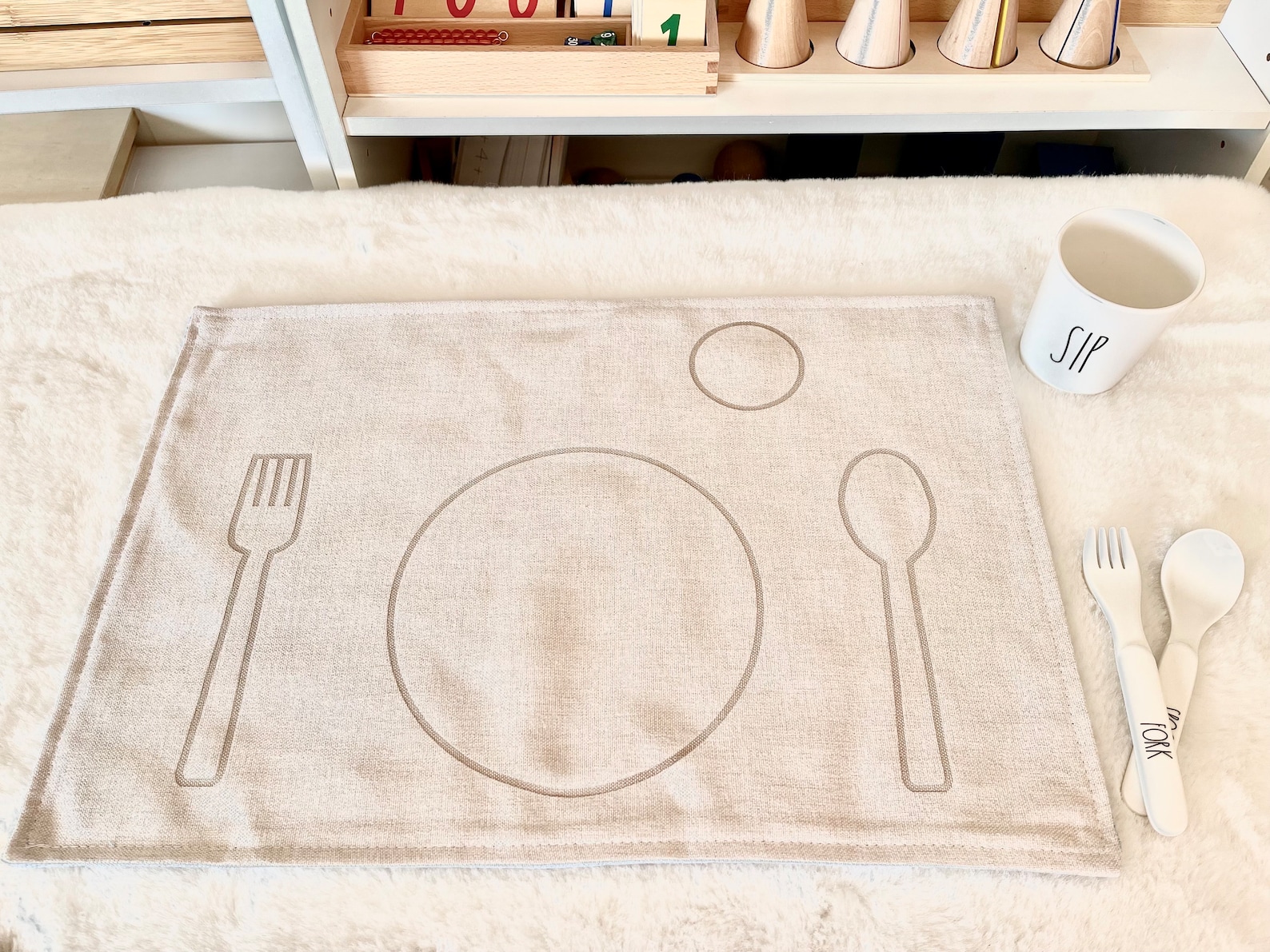 Personalized Montessori Placemat, 100% Cotton Educational Table Setting ...